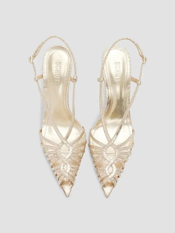 Schutz Seraphine 110mm Snakeskin-embossed Leather Peep-toe Sandals