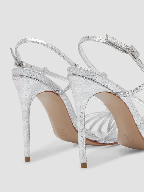 Schutz Seraphine 110mm Snakeskin-embossed Leather Peep-toe Sandals