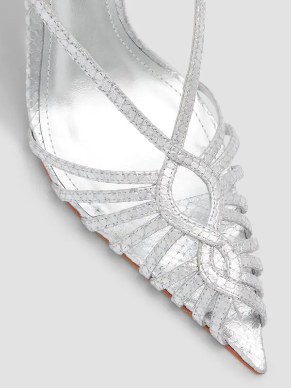 Schutz Seraphine 110mm Snakeskin-embossed Leather Peep-toe Sandals