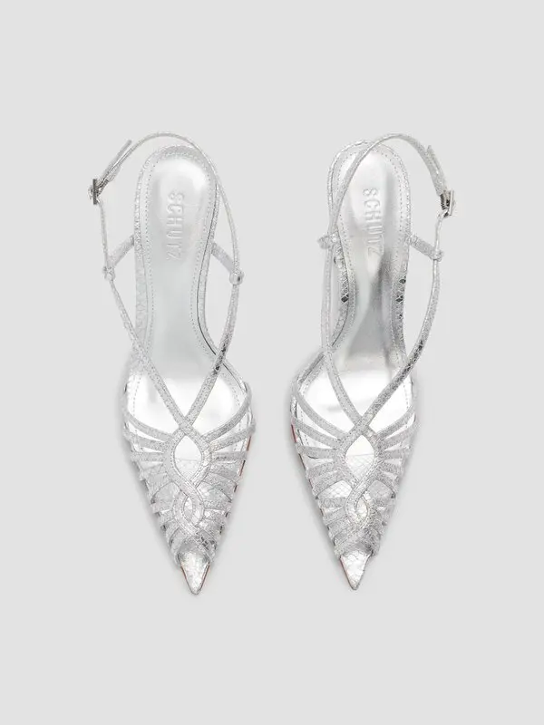 Schutz Seraphine 110mm Snakeskin-embossed Leather Peep-toe Sandals