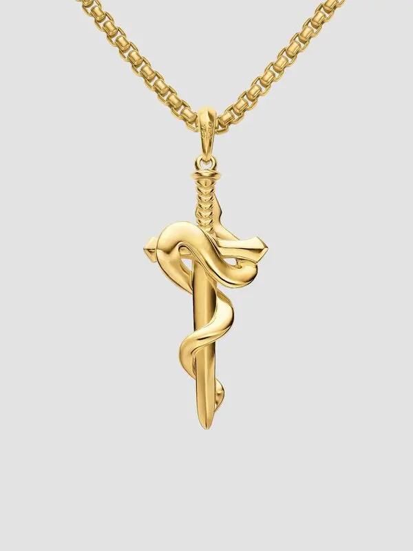 David Yurman Ouroboros Snake Amulet In 18k Yellow Gold - Ruby