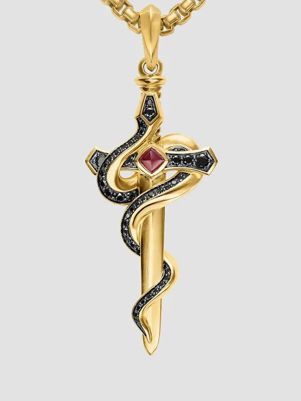 David Yurman Ouroboros Snake Amulet In 18k Yellow Gold - Ruby