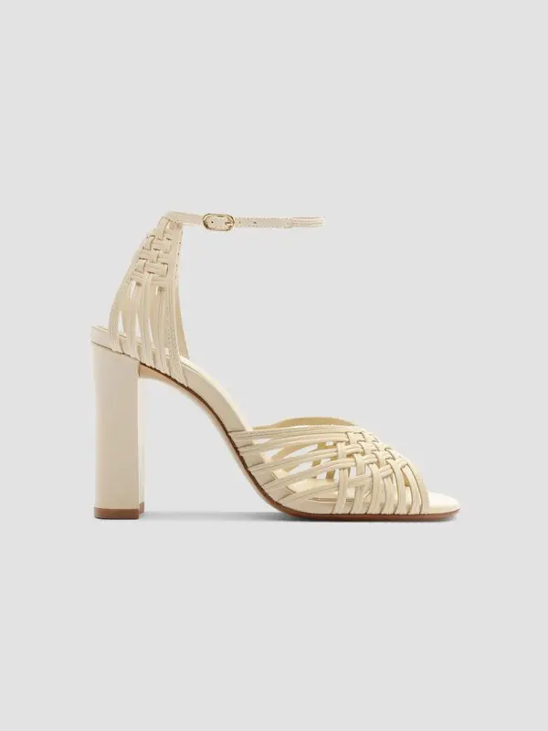 ALEXANDRE BIRMAN Lilian 90mm Woven Leather Block Heel Sandals