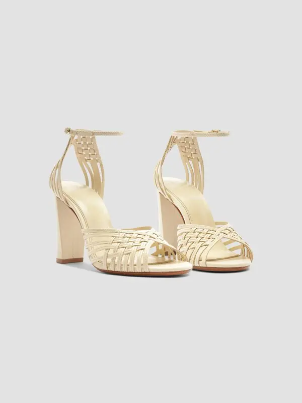 ALEXANDRE BIRMAN Lilian 90mm Woven Leather Block Heel Sandals