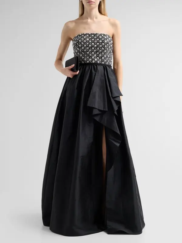 Theia Mila Beaded Taffeta Strapless Gown