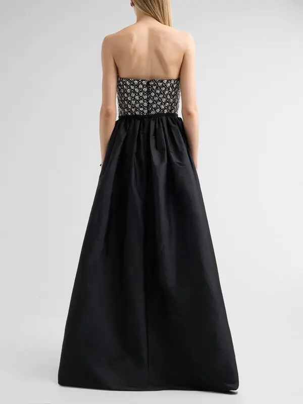 Theia Mila Beaded Taffeta Strapless Gown