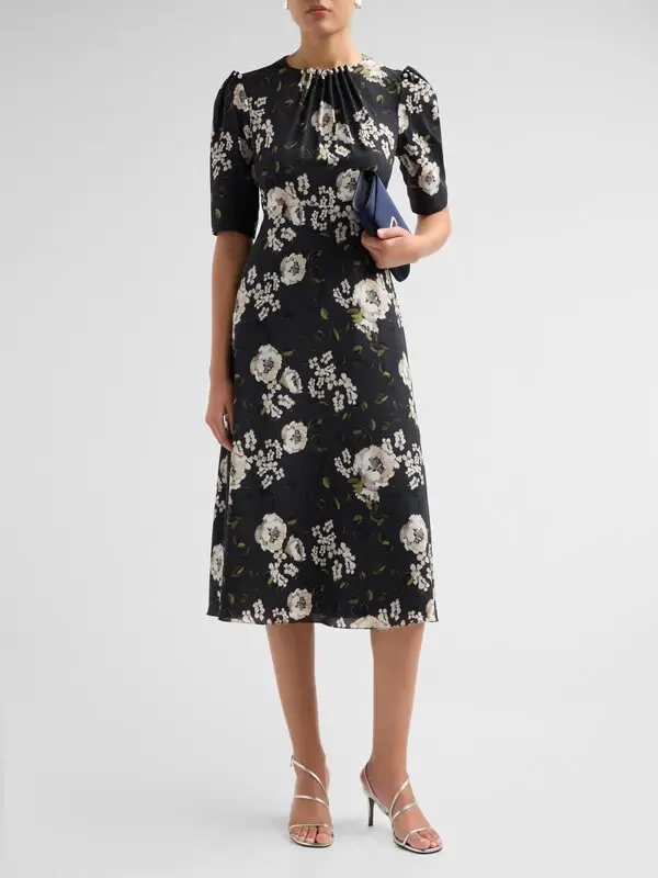 Rickie Freeman For Teri Jon Embellished Floral Cocktail Midi Dress