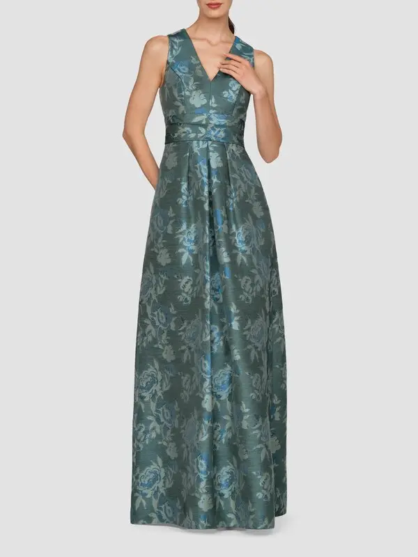KAY UNGER Cameron Floral A-line Gown