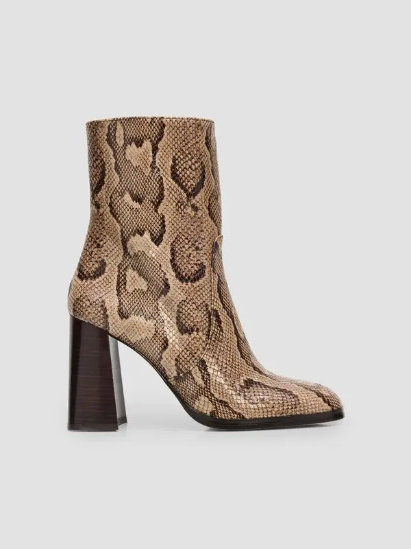 STUART WEITZMAN Vera Zip Snake-embossed Leather Booties