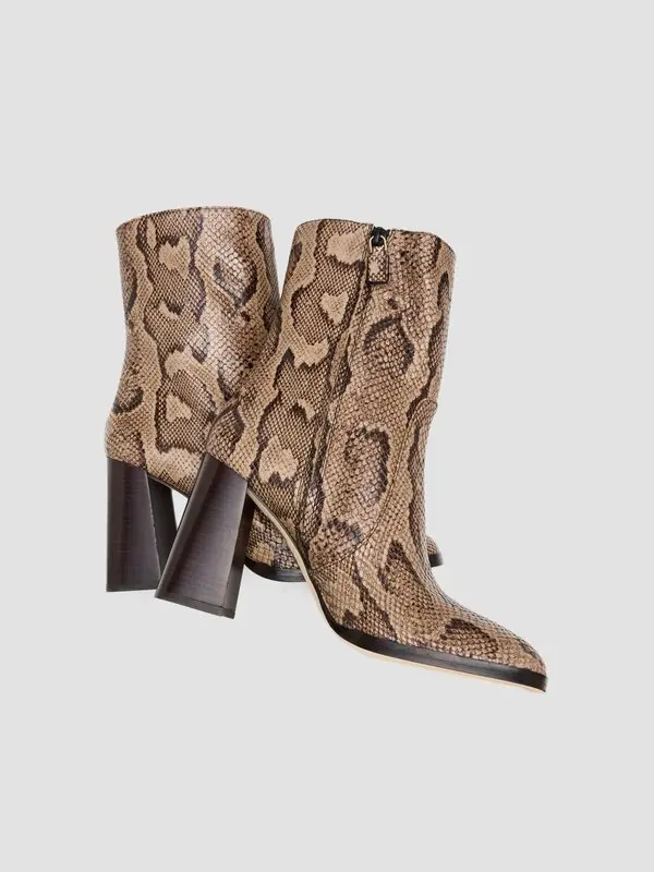 STUART WEITZMAN Vera Zip Snake-embossed Leather Booties