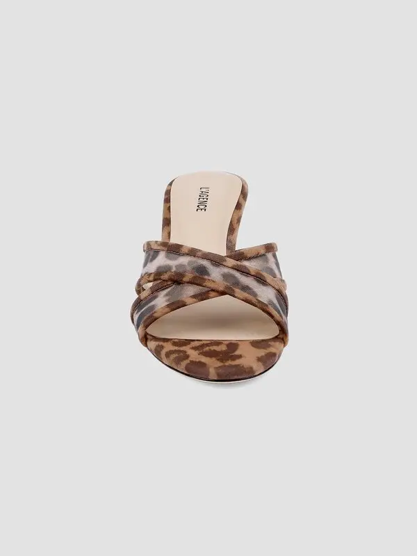 L'Agence Padua 60mm Mesh-suede Kitten-heel Sandals - Leopard
