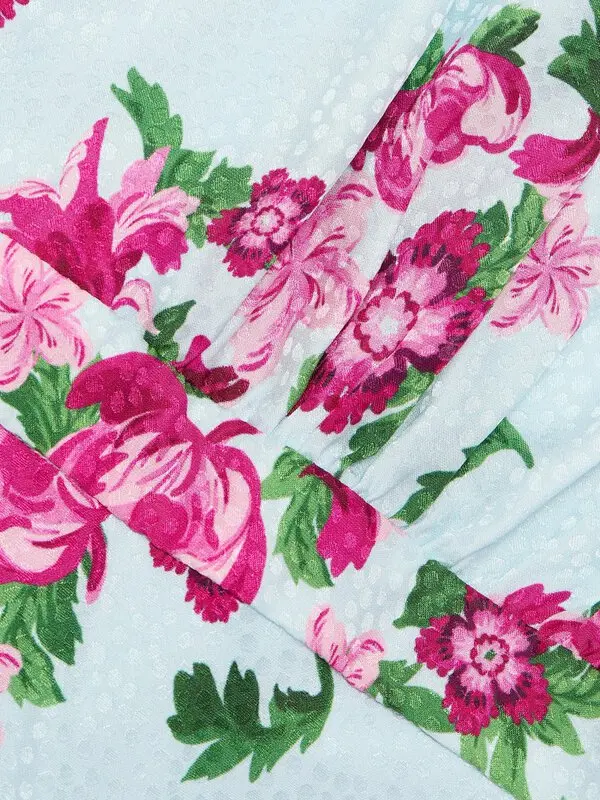 Saloni Fleur Floral Satin Gown - Bellis Stripe