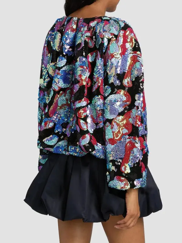16Arlington Lights On Relaxed Fit Sequined Polin Top - Multi