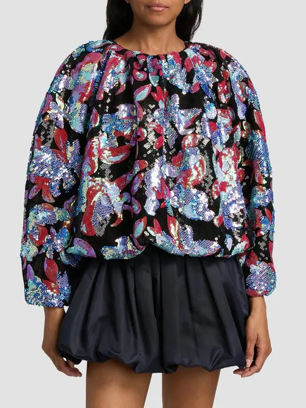 16Arlington Lights On Relaxed Fit Sequined Polin Top - Multi