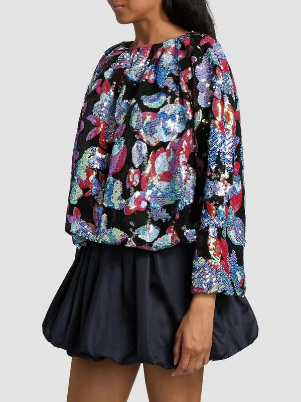 16Arlington Lights On Relaxed Fit Sequined Polin Top - Multi