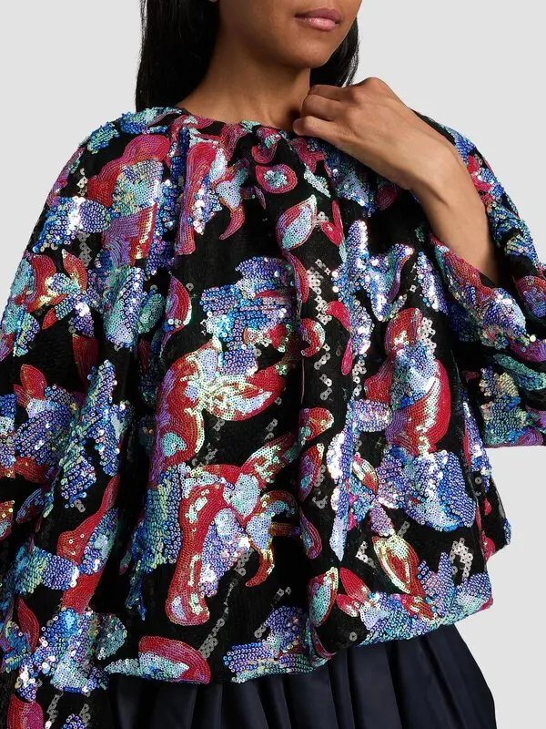 16Arlington Lights On Relaxed Fit Sequined Polin Top - Multi