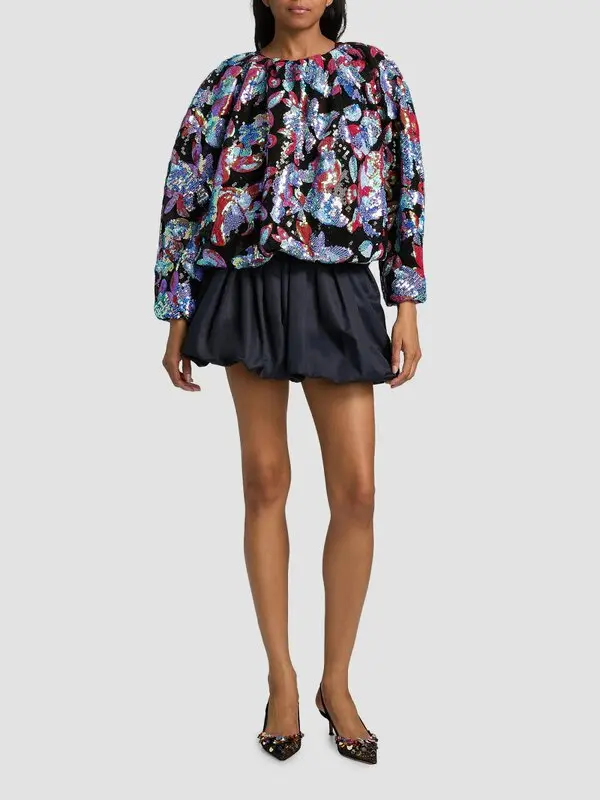 16Arlington Lights On Relaxed Fit Sequined Polin Top - Multi