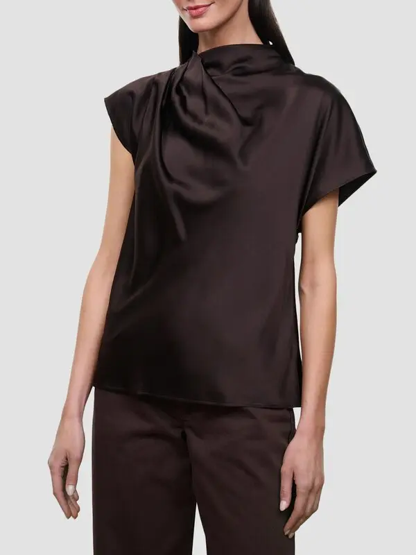 Staud Davina Silk Draped Top