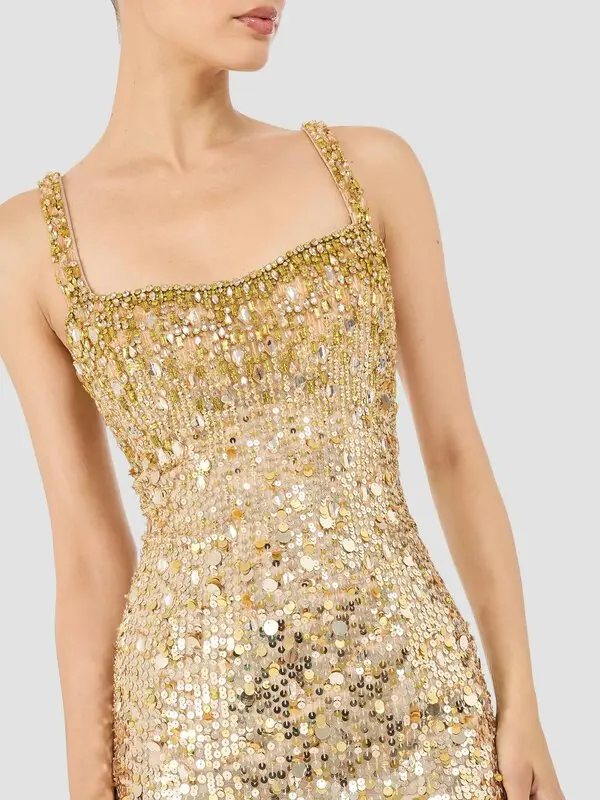 Jenny Packham Mirabeau Embellished Sleeveless Column Gown - Illusion