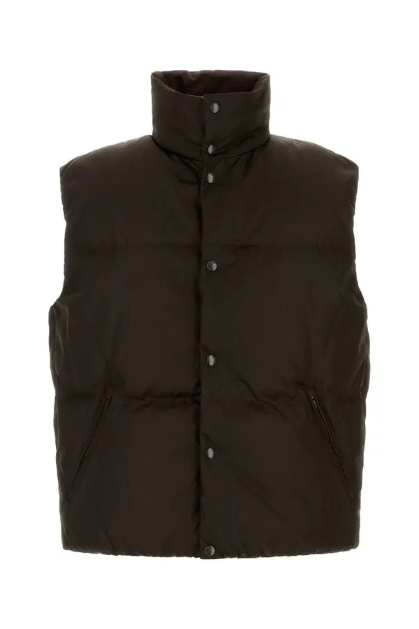 Prada Dark Re-nylon Down Jacket - Brown
