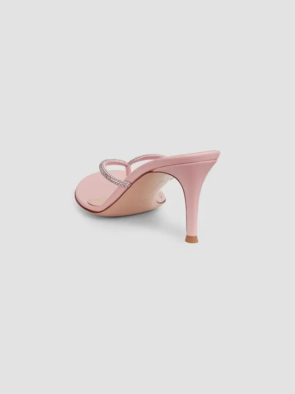 GIANVITO ROSSI India 70mm Rhinestone-embellished Metallic Leather Sandals - Sakura