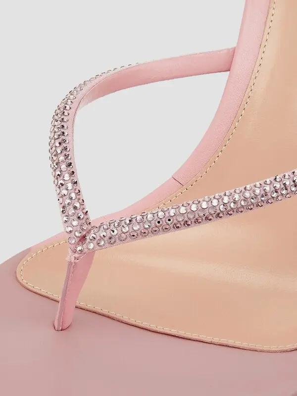 GIANVITO ROSSI India 70mm Rhinestone-embellished Metallic Leather Sandals - Sakura