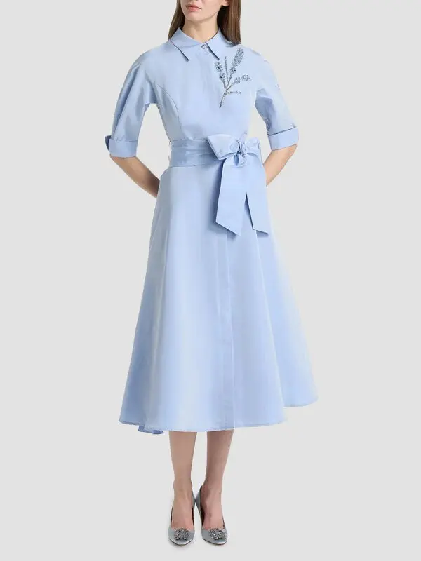 Rickie Freeman For Teri Jon Taffeta Beaded Midi-shirtdress