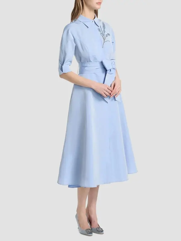 Rickie Freeman For Teri Jon Taffeta Beaded Midi-shirtdress