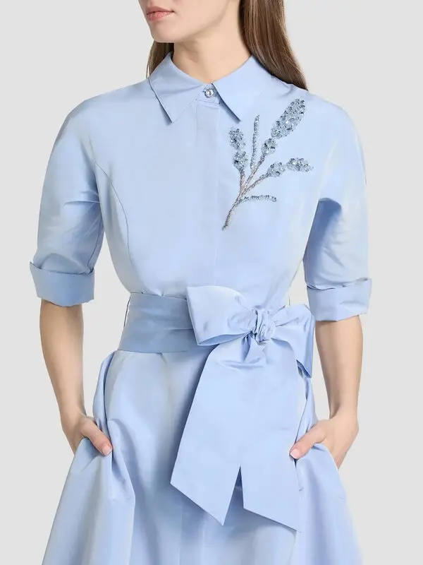 Rickie Freeman For Teri Jon Taffeta Beaded Midi-shirtdress