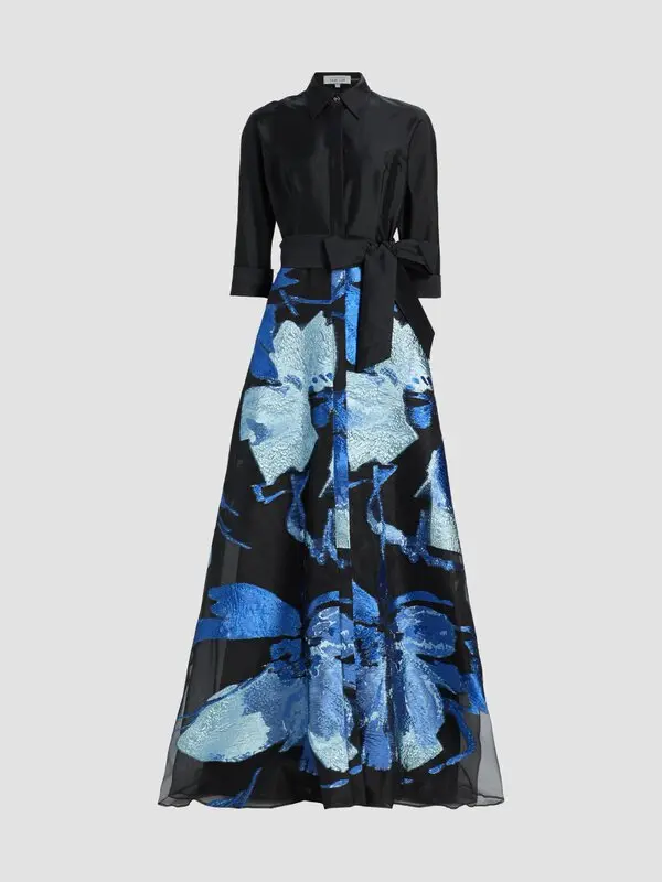 Rickie Freeman For Teri Jon Floral Taffeta A-line Gown