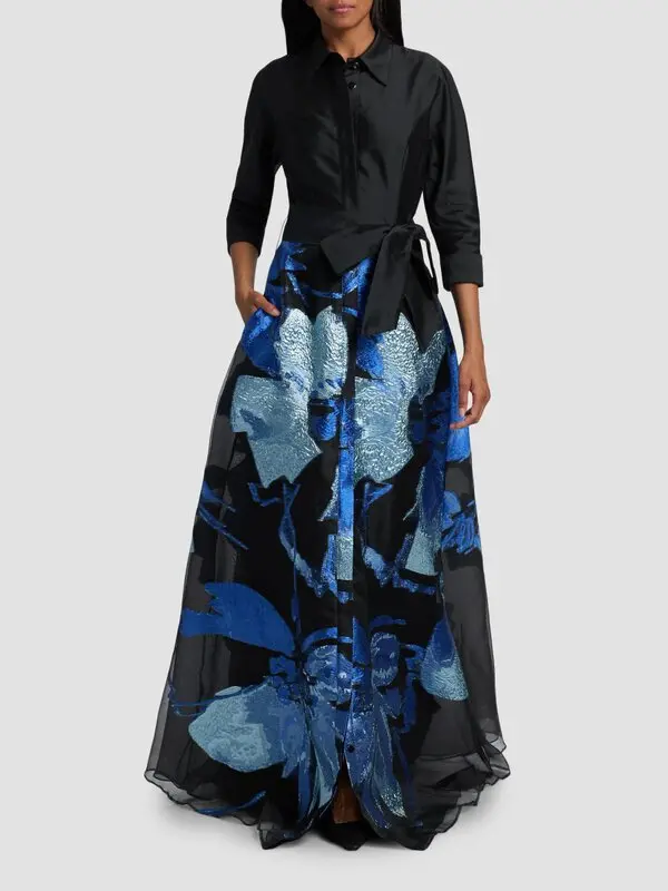 Rickie Freeman For Teri Jon Floral Taffeta A-line Gown