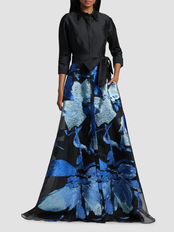 Rickie Freeman For Teri Jon Floral Taffeta A-line Gown
