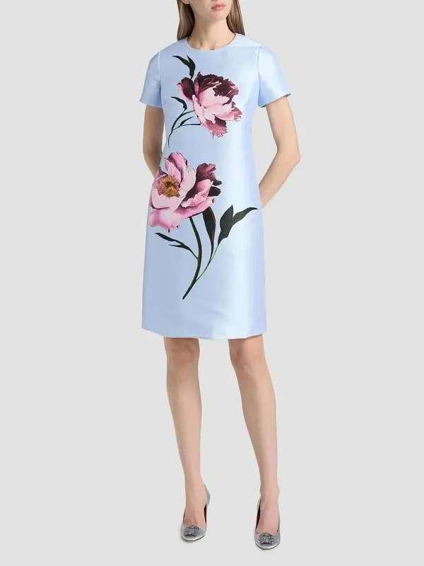 Rickie Freeman For Teri Jon Floral Placet Faille A-line Dress