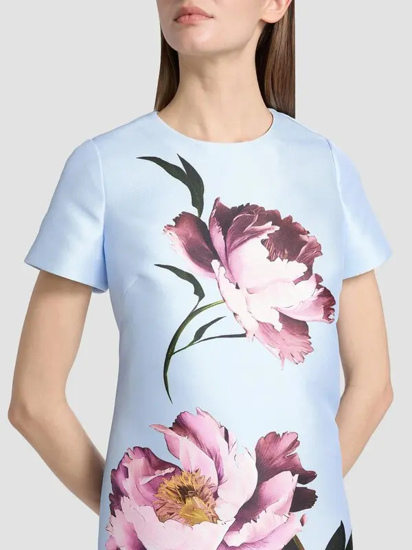 Rickie Freeman For Teri Jon Floral Placet Faille A-line Dress