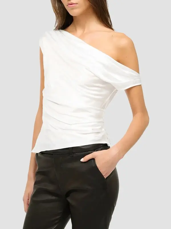 Staud Phare Pleated Silk Top