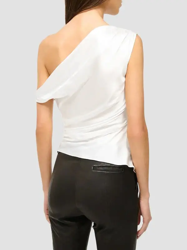 Staud Phare Pleated Silk Top