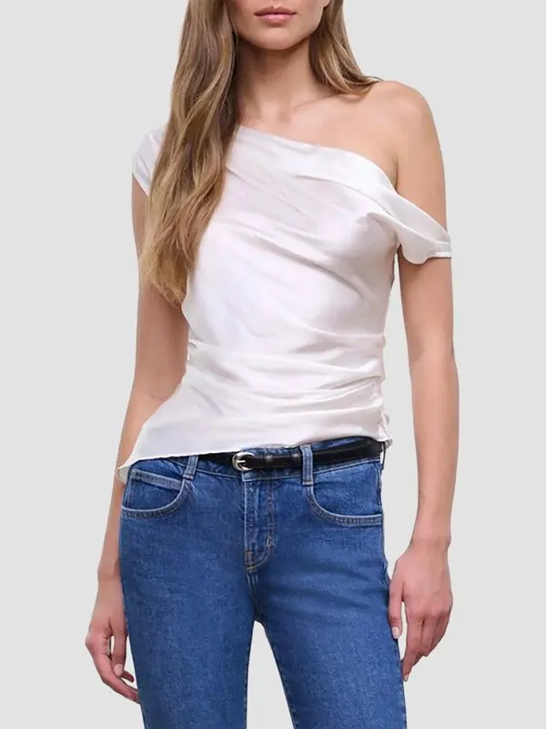 Staud Phare Pleated Silk Top
