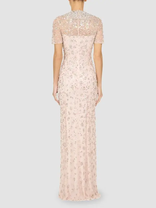 Jenny Packham Orchid Embellished Tulle Column Gown - Sugar