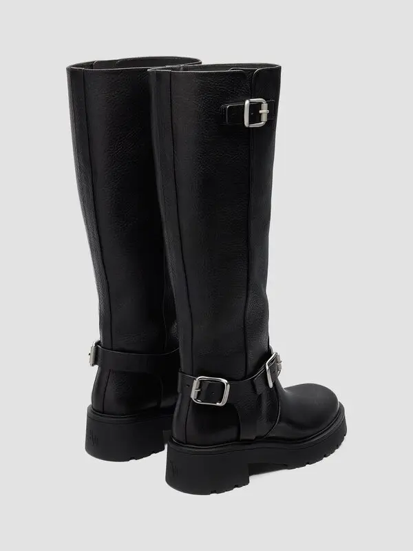 STUART WEITZMAN Ren Moto Leather Knee-high Boots