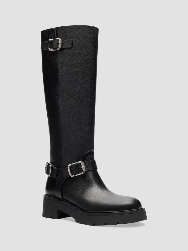 STUART WEITZMAN Ren Moto Leather Knee-high Boots