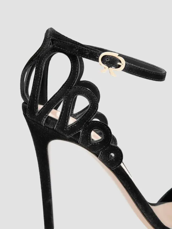 GIANVITO ROSSI 105mm Scalloped Suede Sandals