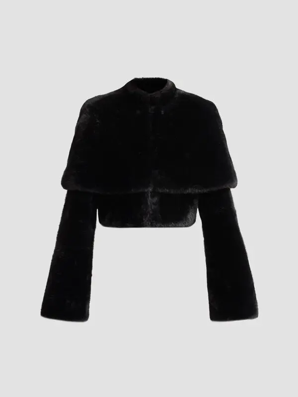 ET OCHS Vlad Faux-fur Crop Jacket - Black