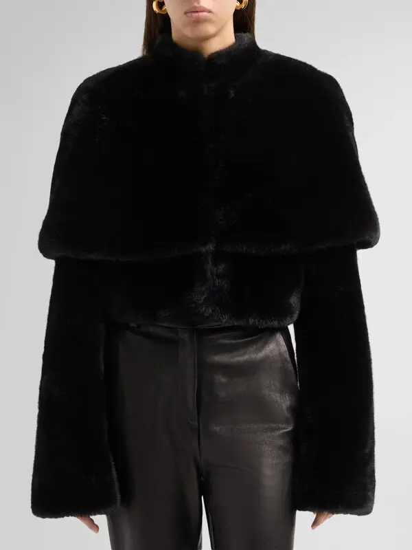 ET OCHS Vlad Faux-fur Crop Jacket - Black