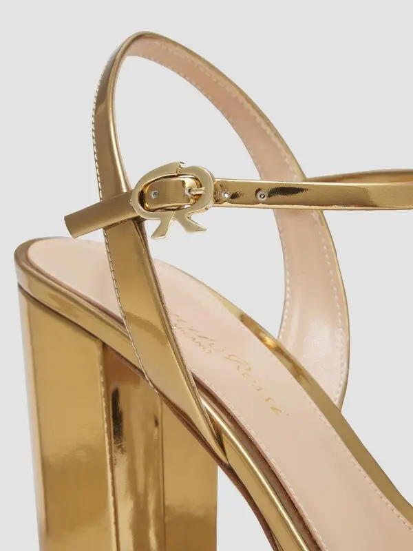 GIANVITO ROSSI 120mm Metallic Leather Platform Sandals - Gold