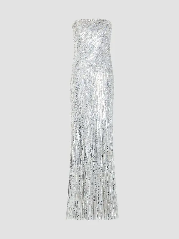 Jenny Packham Helix Sequined Strapless Gown
