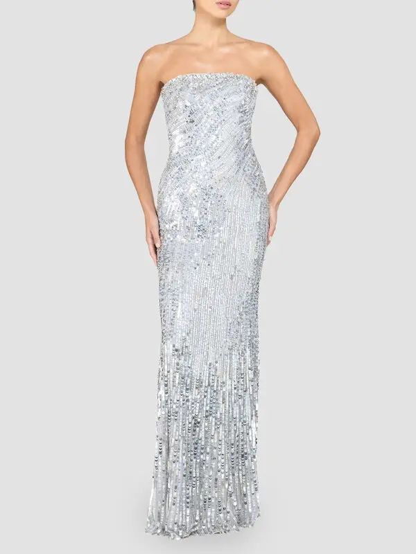 Jenny Packham Helix Sequined Strapless Gown