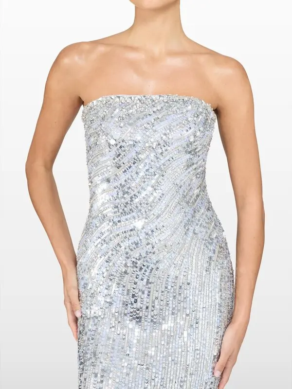 Jenny Packham Helix Sequined Strapless Gown