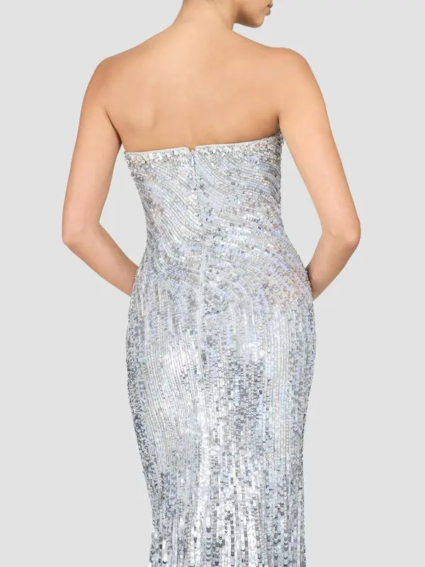 Jenny Packham Helix Sequined Strapless Gown