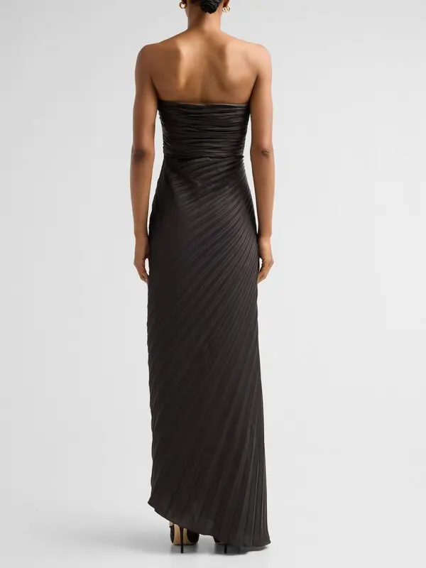 AMUR Alexandra Ruched Pleated Strapless Gown