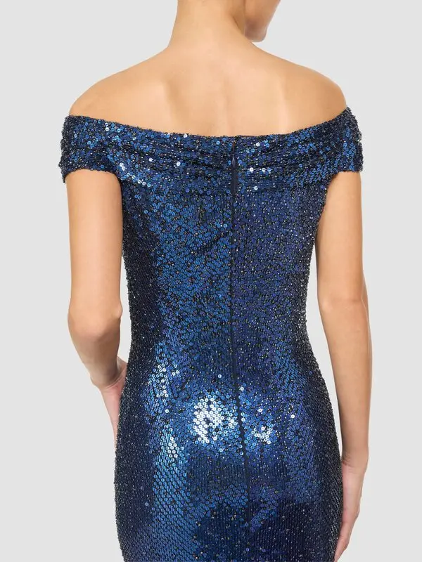 Jenny Packham Echo Sequined Off-the-shoulder Gown
